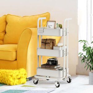 Other | Mini 3 Tier Foldable Rolling Cart Metal Utility Cart With ...